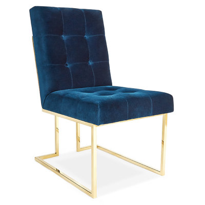 China Velvet Metal Frame Upholstered Chair , Brass Steel Frame Dining Chairs supplier