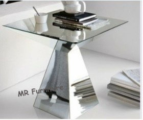 China Modern Mirror Tables Furniture Steel Base Living Room Mirrored Accent Table supplier