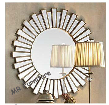 China 36 Inch Wooden Strips 3d Mirror Wall Art , Modern Wood Framed Wall Mirrors supplier