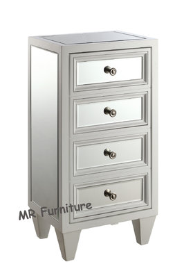 China Wooden Mirrored Night Stands Three Drawers Light Champagne Gold Color supplier