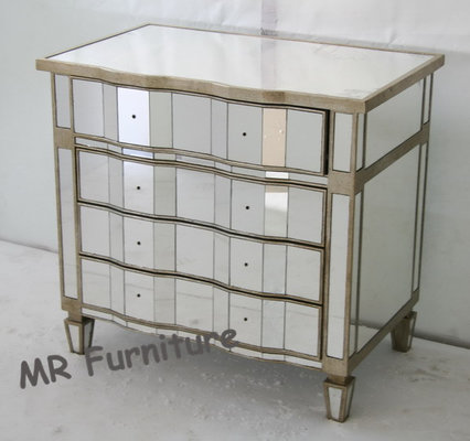China Moscal Mirrored Bedroom Chest Gold / Optional Color Curved Drawers supplier