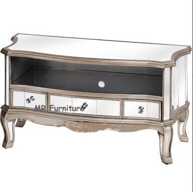 China Antique Mirrored TV Stand W160 * D40 * H55cm Size Gold Wooden Trimming supplier