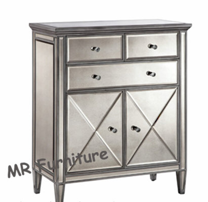 China Silver Mirrored Sideboard Cabinet , Wooden Trimming Mirrored Sideboard Buffet supplier