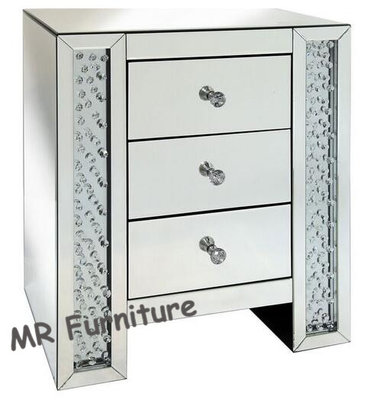 China Crystal Diamond Design Mirrored Chest of Drawer Bed Side Table supplier