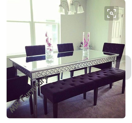 China Sophia Silver Glass Dining Table , 160 * 90 * 75cm Mirror Dining Room Table supplier