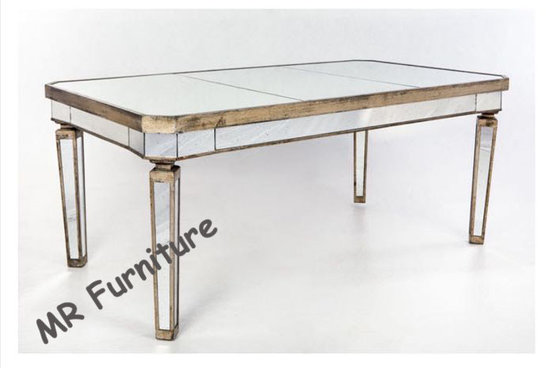 China 86 Inches Mirrored Rectangular Glass Dining Table For Restaurant / Home supplier
