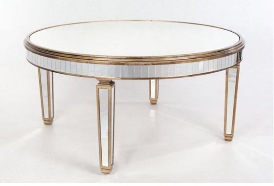China Fashionable Mirrored Round Dining Table , Large Size Glass Top Dining Room Tables supplier