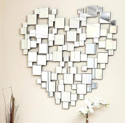 China Heart Shape Modern Decorative Wall Mirrors , Venetian Large Silver Wall Mirror supplier