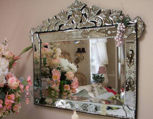 China Hanging Large Venetian Wall Mirror Etching Flowers Bridal Wedding Design supplier