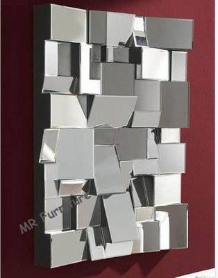 China Decorative Faceted Wall Mirror , 80 * 110cm Size 3D Living Room Wall Mirror supplier