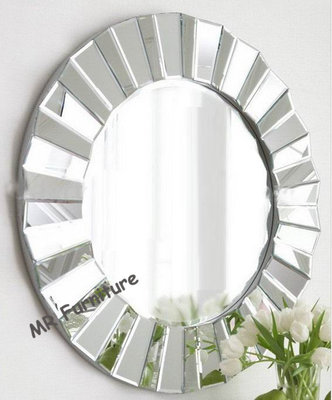 China Full Beveled Wall Mirror Decor , Framless 3D Decorative Round Wall Mirrors supplier