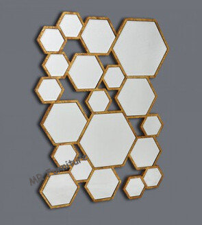 China Mixed Hexagon Metal Mirror Wall Decor Silver / Gold Color Optional supplier