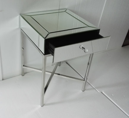 China 45 * 45 * 65CM Mirror Tables Furniture Silver Color Steel Chrome Finish supplier