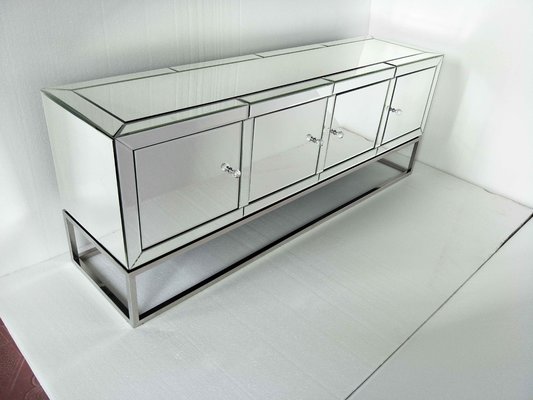 China Four Doors Mirrored Tv Stand , Stainless Steel Mirrored Glass Tv Stand supplier