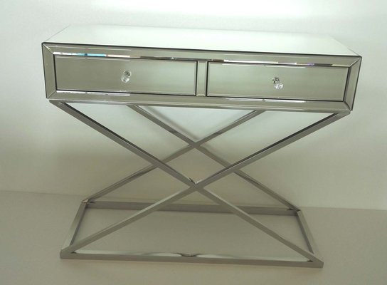 China Hallway Stainless Steel Mirror Tables Furniture With 2 Drawers Unique Design supplier