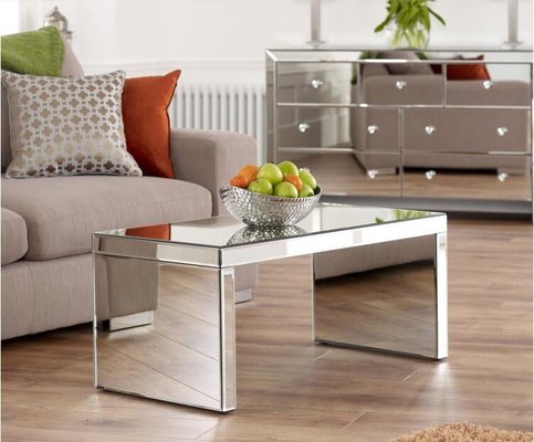 China Simple Design Antique Mirror Coffee Table , Modern Mirrored Couch Table supplier