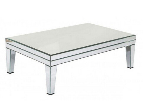 China Beveled Edge Rectangular Mirrored Coffee Table For Living Room Clear Mirror Color supplier