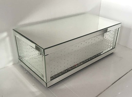 China Fashion Mirrored Cube Coffee Table , 120 * 60 * 45cm Mirrored Glass Coffee Table supplier