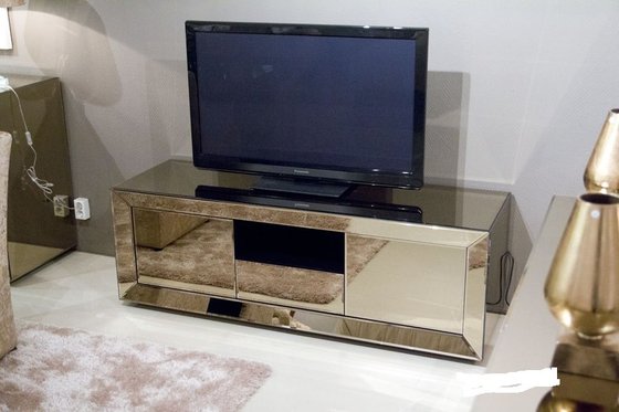 China Popular Hotel Mirrored Glass TV Cabinet , Black Mirrored Corner TV Cabinet supplier