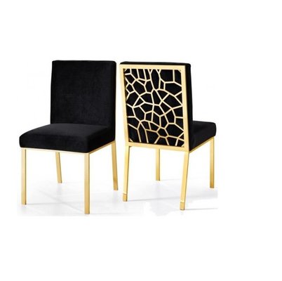 China Leisure Golden Stainless Steel Velvet covered Dining Chair upholstered supplier