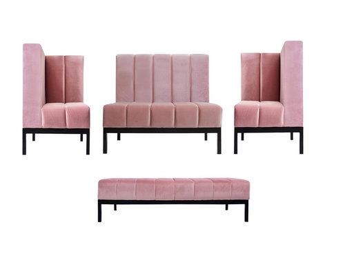 China Factory price Baby Pink High back Sofa sets sectional sofa Modular Sofa Stainless Steel Leg for living room Club supplier