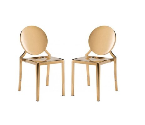 China Hot sales Gold Stackable Stainless Steel frame Round back Armless Dining chair supplier