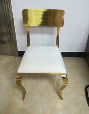 China Factory price Gold Stackable Stainless Steel frame Square back Armless Dining chair supplier