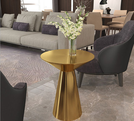 China Contemporary design Round Gold stainless steel High Bistro table Pub table for hotel Club Cafe supplier