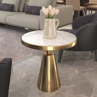 China Contemporary design Round Gold stainless steel Marble top  Bistro table Corner table Pub table for hotel Club Cafe supplier