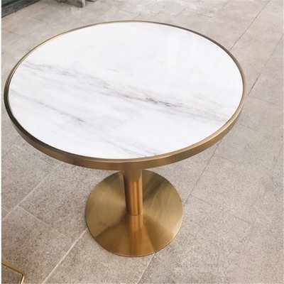 China Contemporary design Round Gold stainless steel Marble top Bistro table Coffee table for hotel Club Cafe supplier