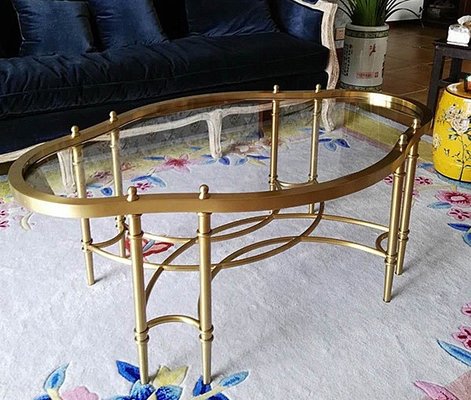 China Contemporary Oval Shape Glass Top Stainless Steel Frame Coffee Table Vintage table supplier
