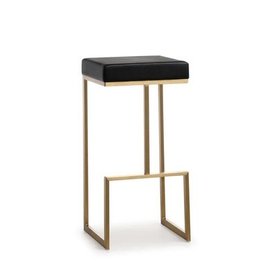 China Modern brushed brass gold stainless steel PU leather upholster barstool for cafe bar hotel supplier