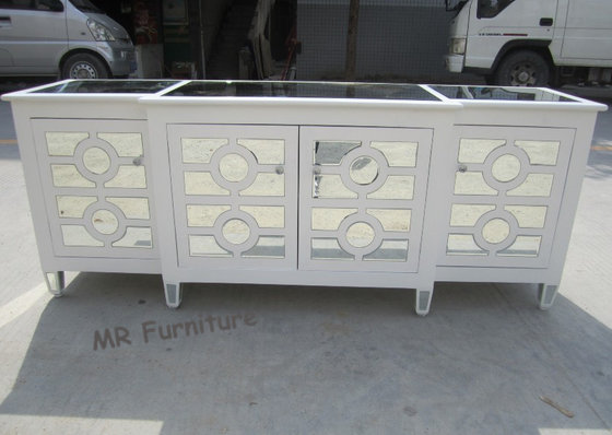 White Mirrored Side Board Circles Door Pattern Style Wooden Material supplier