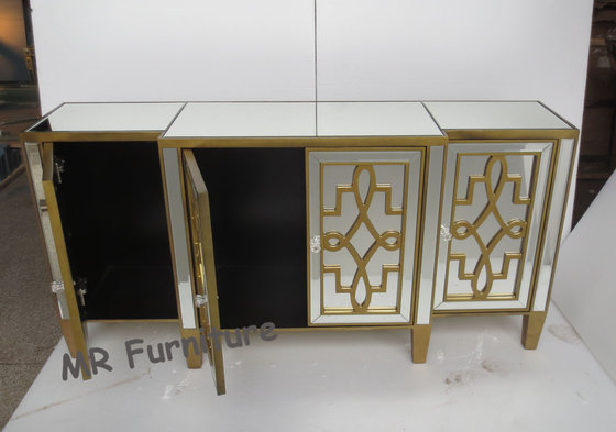 Patterns Mirror Side Board , W160 * D40 * H80cm Mirrored Buffet Cabinet supplier