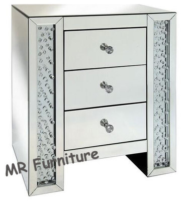 Crystal Diamond Design Mirrored Chest of Drawer Bed Side Table supplier