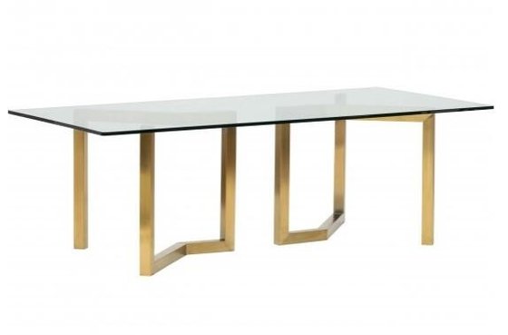 10 Person Gold  Glass Mirrored Dining Table With Stainless Steel Base supplier