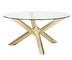 Gold Round Glass Dining Table , Stainless Steel Base Dining Table With Glass Top supplier