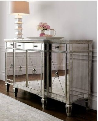 Gold / Silver Mirror Furniture Set 4 Doors Mirrored Dresser Sideboard supplier