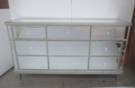 9 Drawers Mirrored Storage Chest , American Style Mirrored Drawer Chest Set supplier