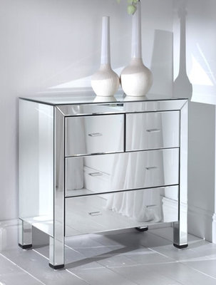 Beveled Glass Mirrored Bedroom Chest Furniture W40 * D34 * H102cm Size supplier