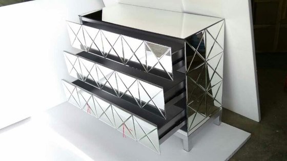 Fashion Dressing Mirrored Bedroom Side Tables MDF Glass Mirror Material supplier