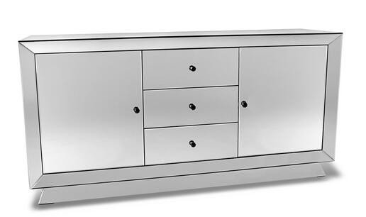 Modern Design Mirrored TV Stand With 2 Doors 3 Drawers Silver Color supplier