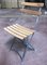 Outdoor garden restaurant furniture steel folding chair X shape wood slat chair supplier