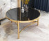 Unique luxury stainless steel frame round coffee table side  table tempered glass top corner table supplier