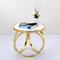 Unique design stanieless steel frame marble top end table round side table for living room supplier