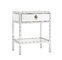 Rivet style 1 drawer side table stainless steel frame mirrored nightstand for bedroom supplier