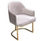 Luxury gold stainless steel dining chair baby pink velvet upholstery armrest chair for living room supplier