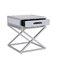 Rivet style 1 drawer silver mirrored nightstand X base end table corner table for bed room supplier