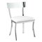 Factory price silver stackable dining chair stainless steel frame square back armless chair supplier