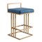 Modern brushed brass gold stainless steel counter stool velvet upholster barstool for cafe bar supplier
